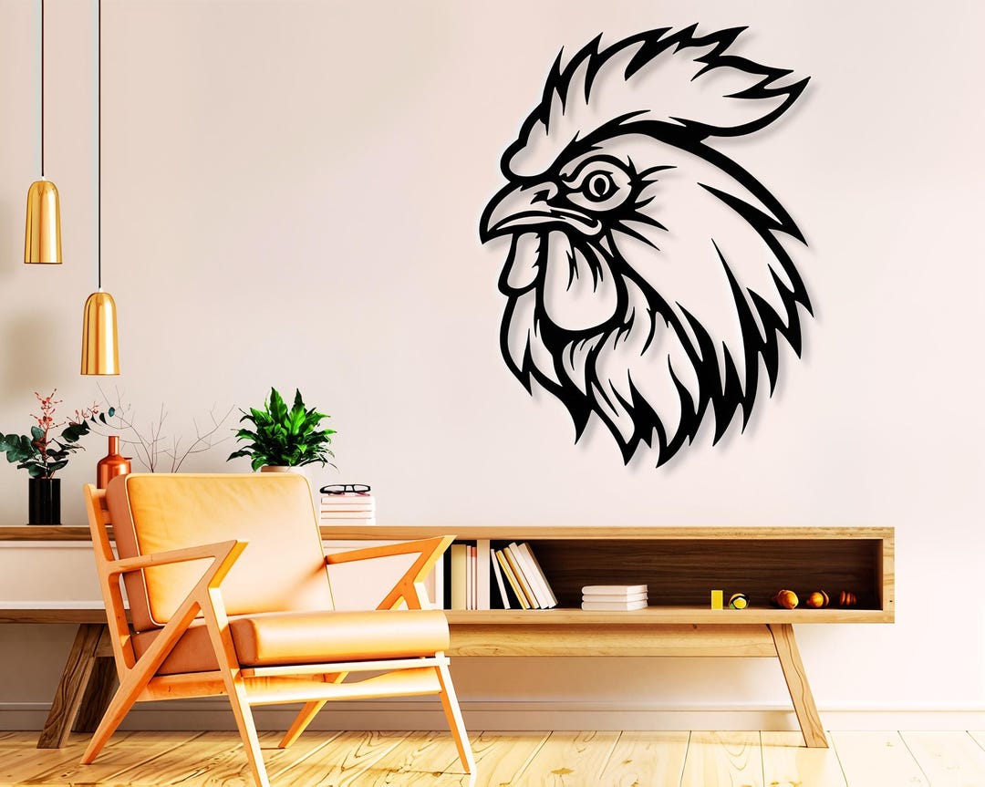 Rooster Dxf Svg Png Files Cockerel Vector Art Cut File for Cnc Plasma ...