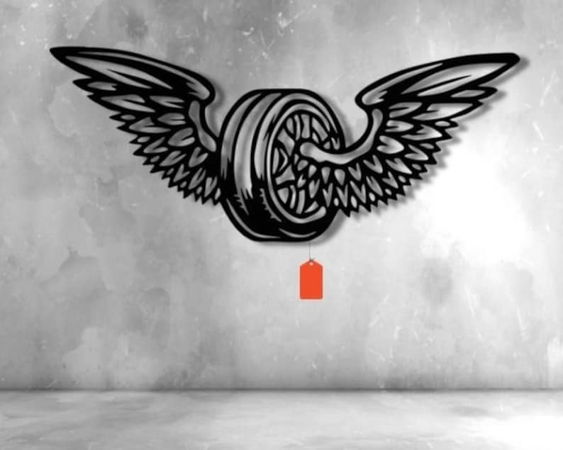 Wheel Wings Dxf , Svg , Files , Wall Art , Tire , Wing , Angel , Laser ...