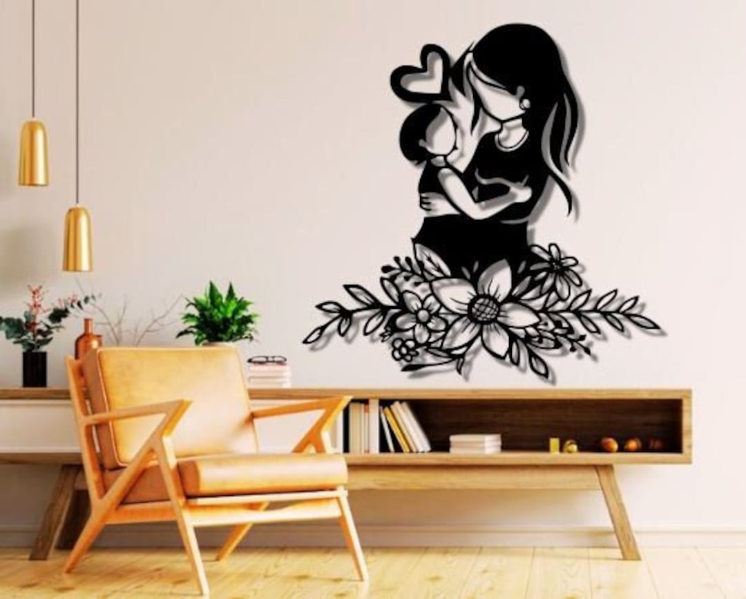 Mom Child Dxf Svg Png Files Mother Girl Baby Heart Flower Flowers ...