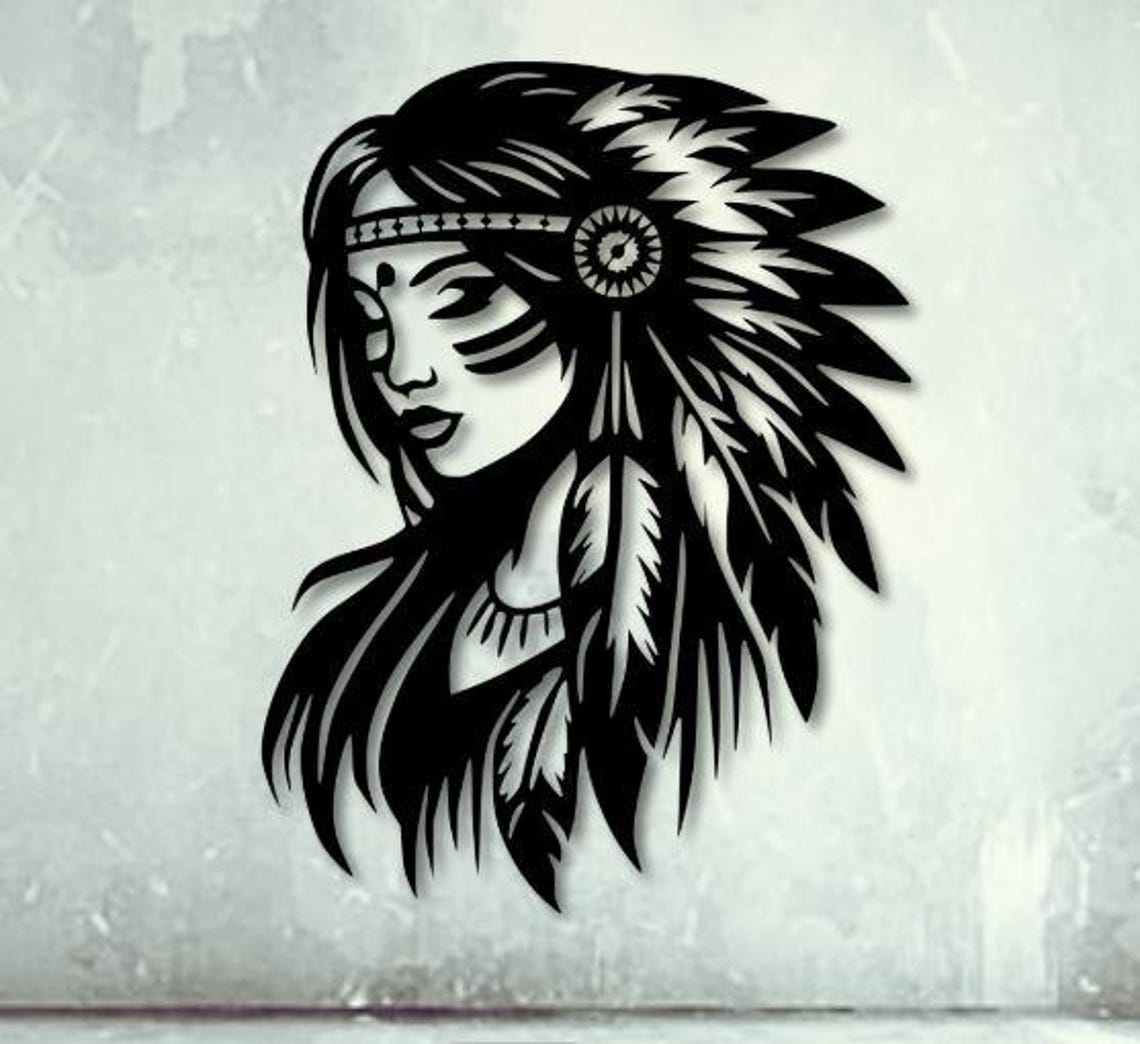 Native American Woman Wall Art, CNC Laser Cut File (svg, Dxf, Png) - Etsy
