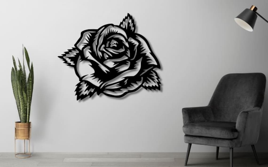 Rose Dxf Svg Png Files Rose Wall Art Cut File - Etsy