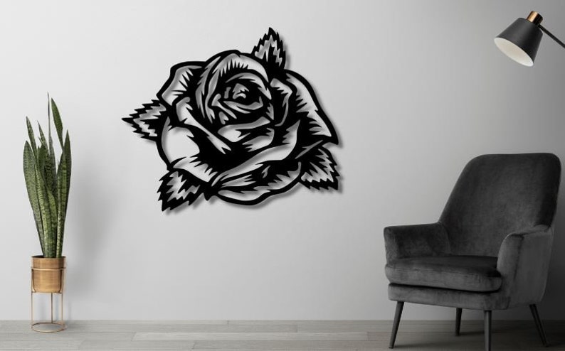 Rose Dxf Svg Png Files Rose Wall Art Cut File - Etsy