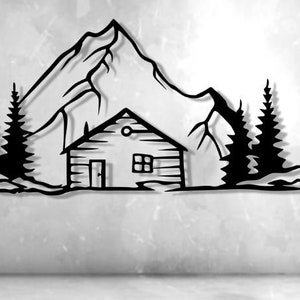 Cottage Dxf Svg Png Files , Wooden , House , Mountain , Trees , Wall ...