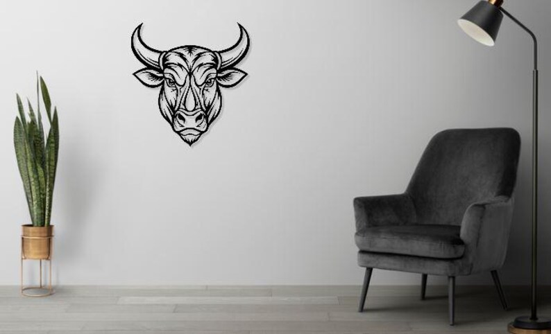 Bull Head Dxf Svg Png Files Bulls Face Wall Art Cut File for Cnc Plasma ...