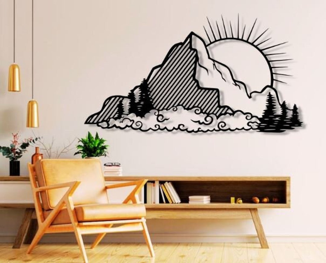 Nature Scene Dxf Svg Png Files , Mountains , Mountain , Sun , Sunshine ...