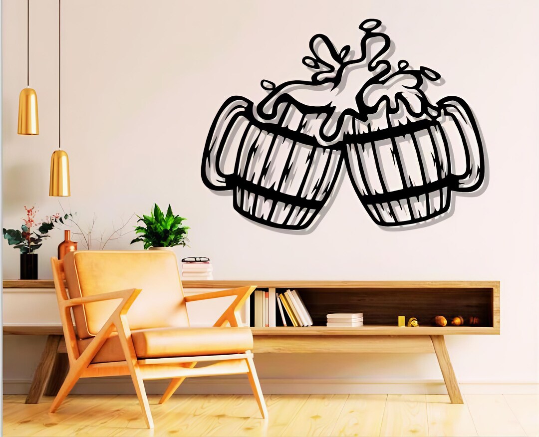 Cheers Dxf Svg Png Files Beer Keg Barrel Glass Foam Plasma Cut File for ...