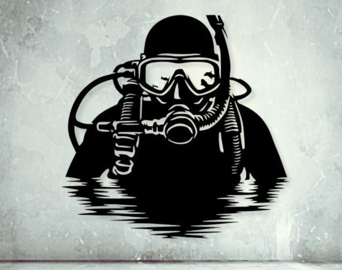 Scuba Diver SVG DXF PNG Files Vector Art Cut File for Cnc Plasma Laser ...