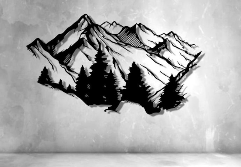 Mountains Dxf , Svg , Png , Files , Mountain , Trees , Sillhouette ...