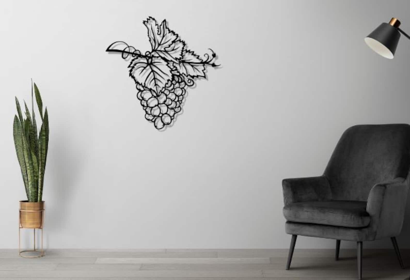 Grapes Dxf Svg Png Files , Grape , Vine , Leaf , Leaves , Branch , Wall ...