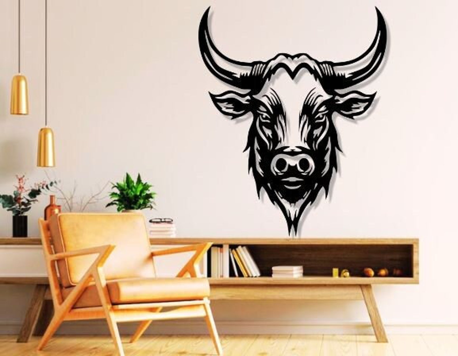 Bull Dxf Svg Png Files , Long , Horn , Bull , Vintage , Wall Art Cut ...