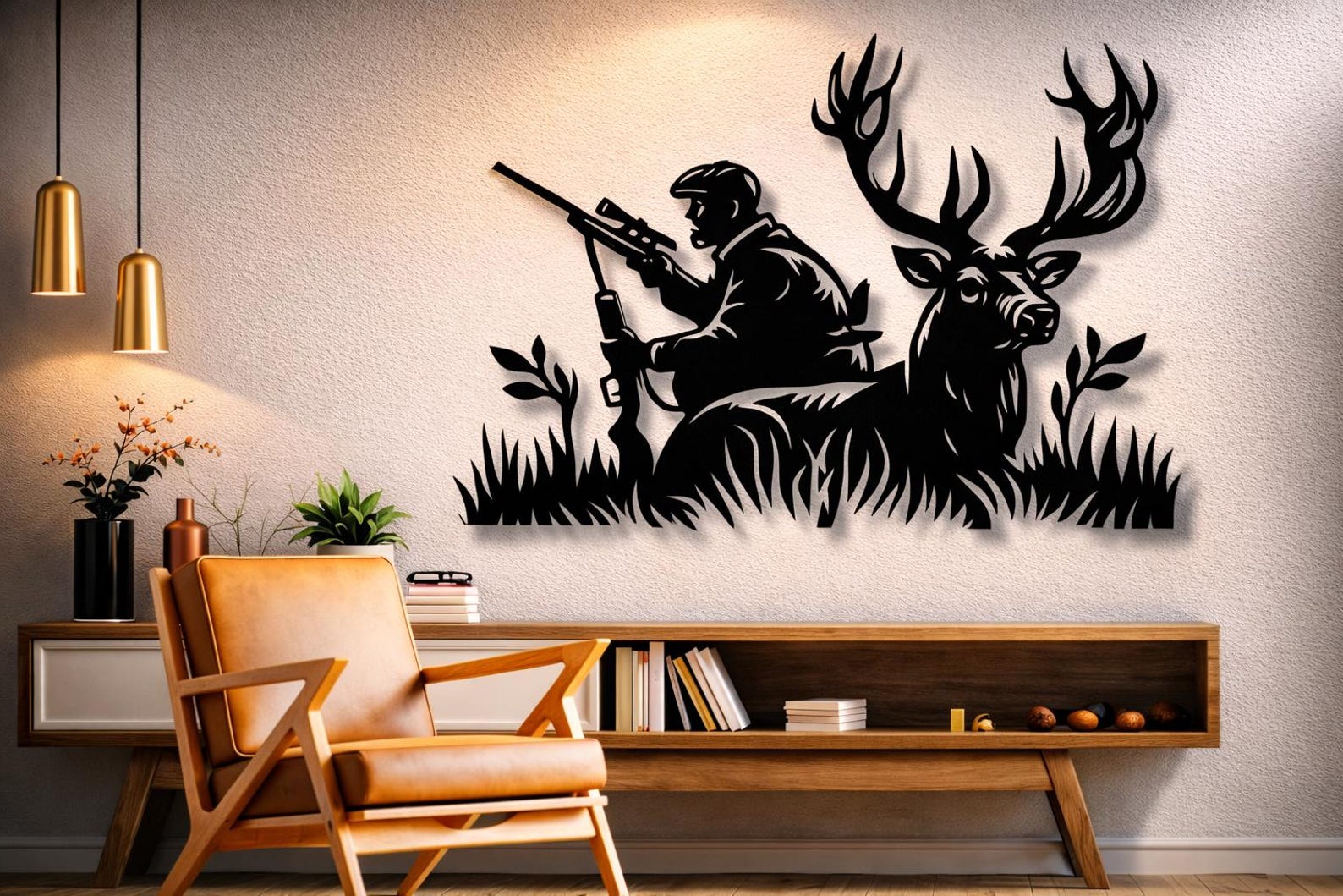 Hunting DXF SVG PNG Files Hunter Deer Scene Cut File for Cnc Laser ...
