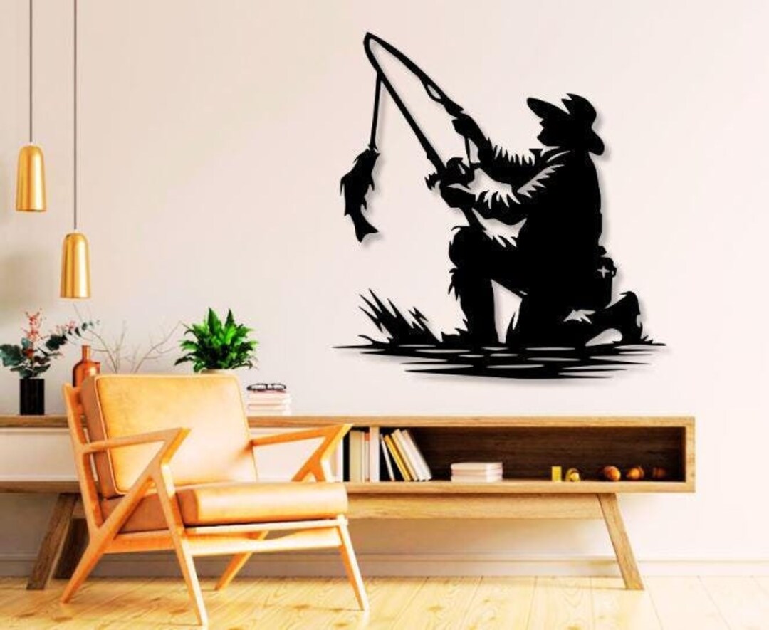 Fishing Dxf Svg Png Files Fisherman Fish Vector Cut File for Cnc Plasma ...