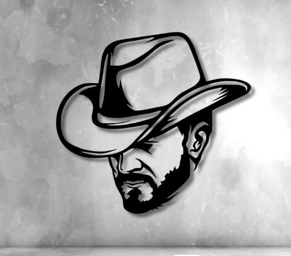 Cowboy Dxf Svg Png Files Cowboy Face Hat Wild - Etsy