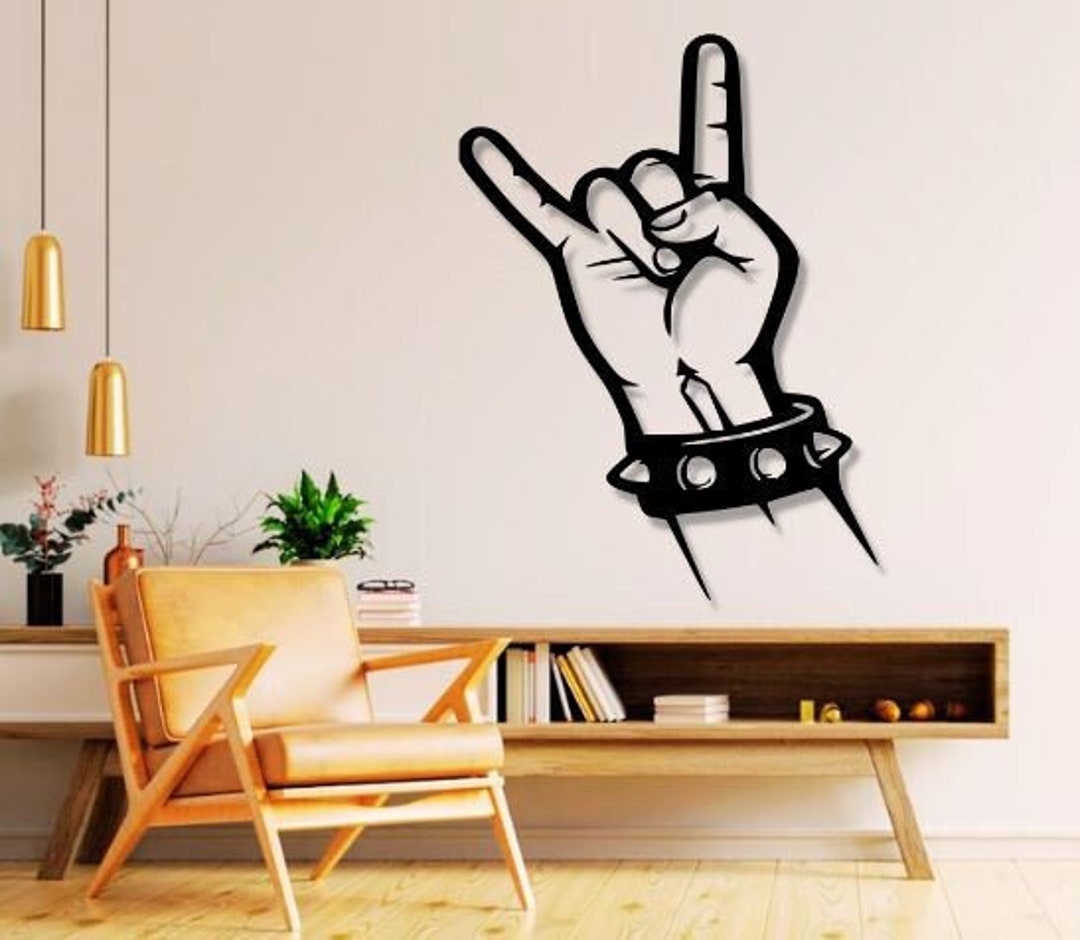 Rock Hand Dxf Svg Png Files Rock Hand Sign Metal Rock N Roll Cut File ...