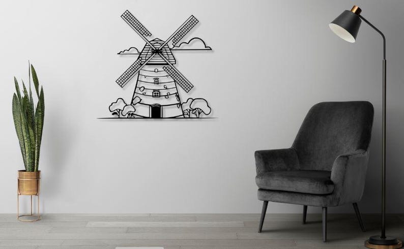 Windmill Dxf Svg Png Files Windmill Wall Art Cut File for Cnc Plasma ...