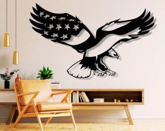 American Eagle Dxf Svg Png Files , USA , Flag , America , Wings , Cut ...