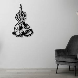 Middle Finger Dxf Svg Png Files Skull Wall Art Cut File for Cnc Plasma ...