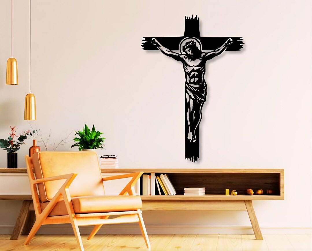 Jesus Cross Dxf Svg Png Files Jesus Crucifix Wall Art Vector Cut File ...