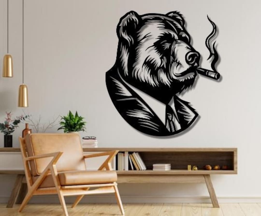 Grizzly Smoke Dxf , Svg , Png , Files , Bear , Smoking , Cigar , Smoke ...