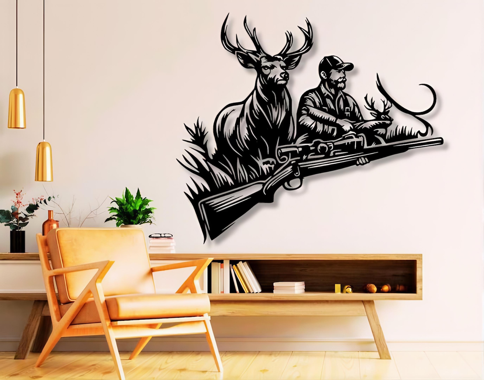 Hunter Dxf Svg Png Files Hunt Deer Riffle Wall Art Cut for Cnc Plasma ...