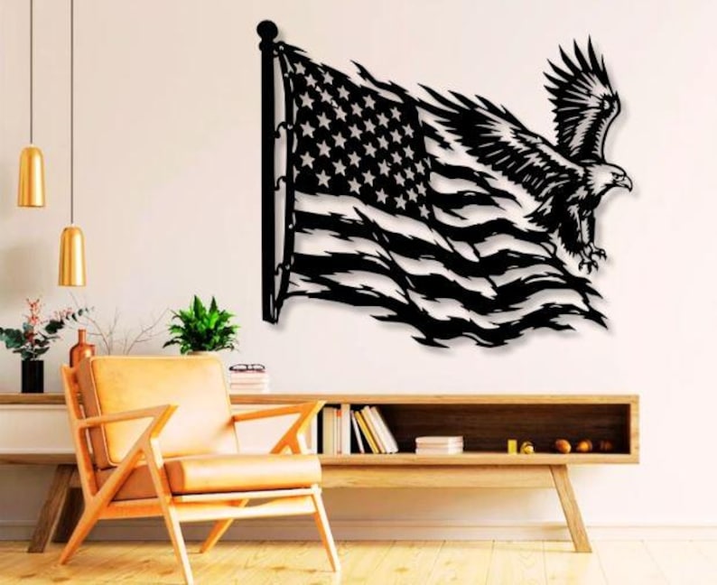 American Flag Svg Dxf Png Files Patriotic Eagle Wall Art Cut File for ...
