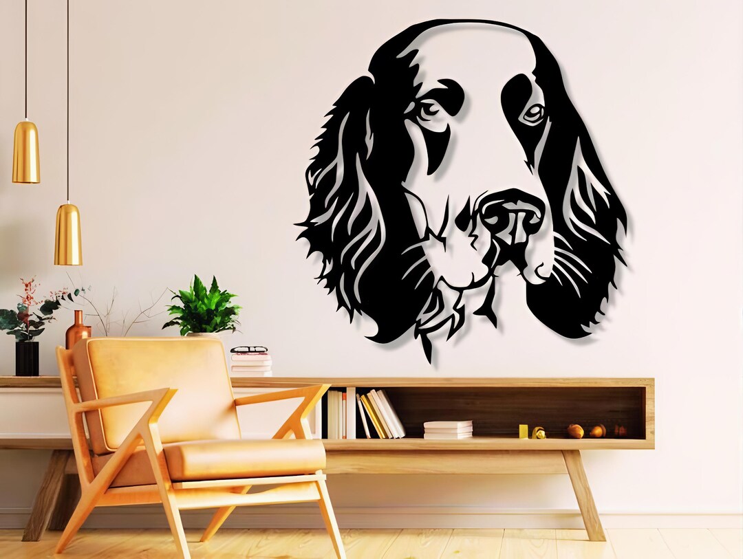 English Springer Spaniel Dxf Svg Png Files , Dog Face , Wall Art , Cut ...