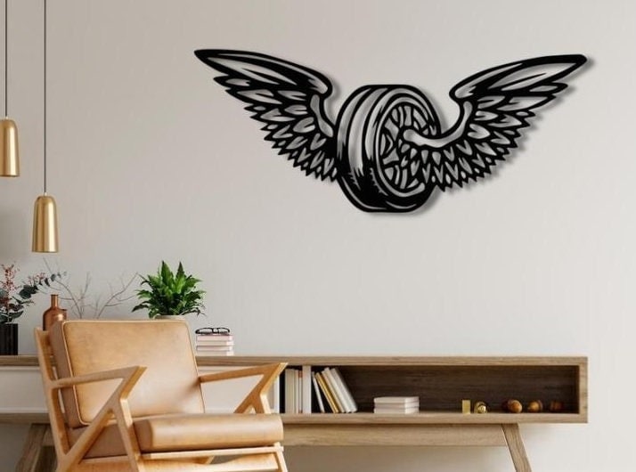 Wheel Wings Dxf Svg Files Wall Art Tire Wing Angel - Etsy