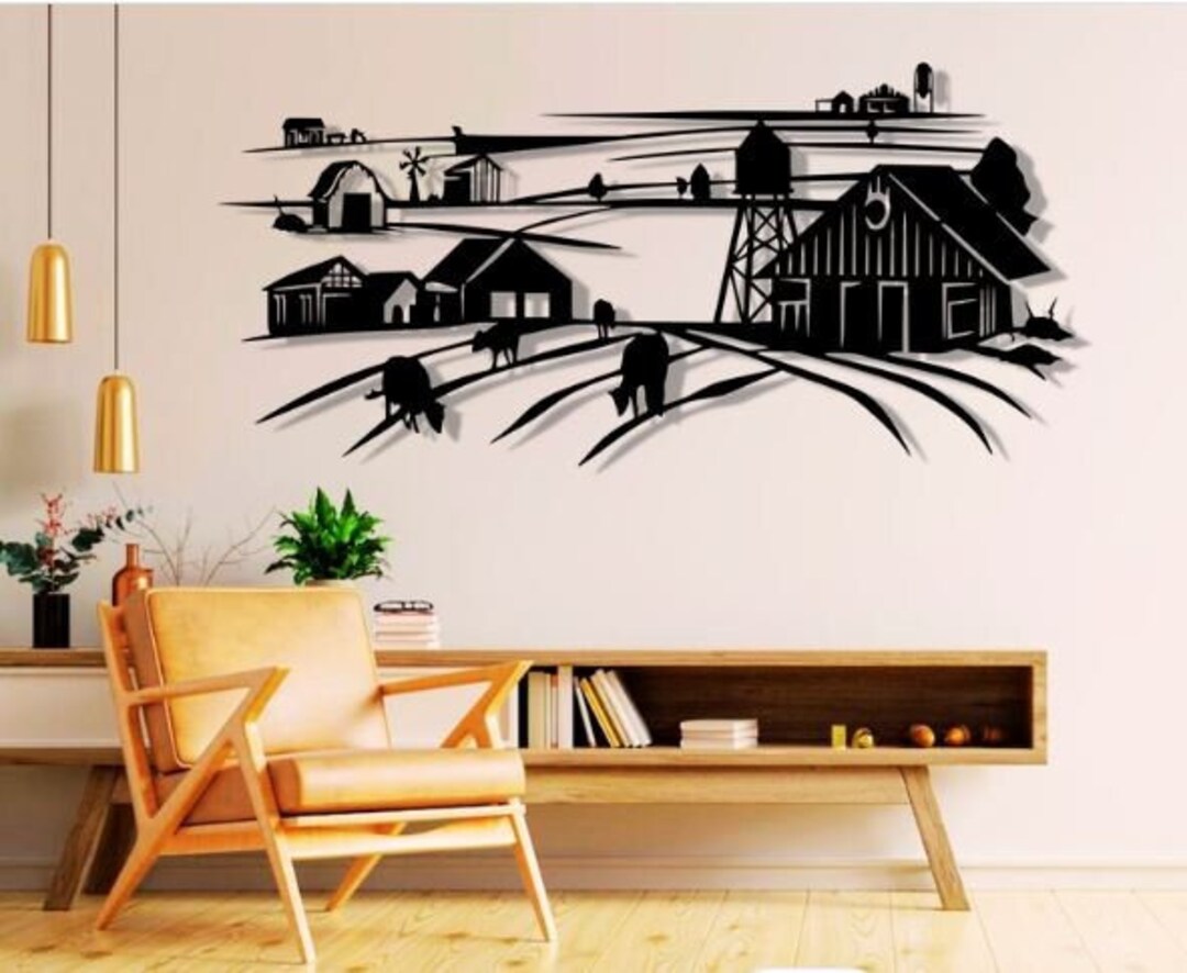 Farm Dxf Svg Png Files , Farm , Cows , Farmer , Barn , Wall Art , Decor ...