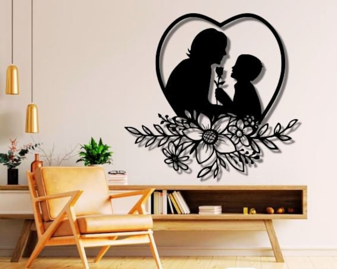 Mom and Child Dxf Svg Png Files Heart Flower Gift Son Mother , Flowers ...
