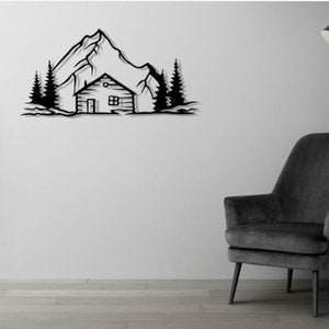 Cottage Dxf Svg Png Files , Wooden , House , Mountain , Trees , Wall ...