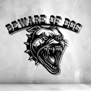 Beware of Dog Dxf Svg Png Files Beware Dog Face Angry Wild Horror Door ...