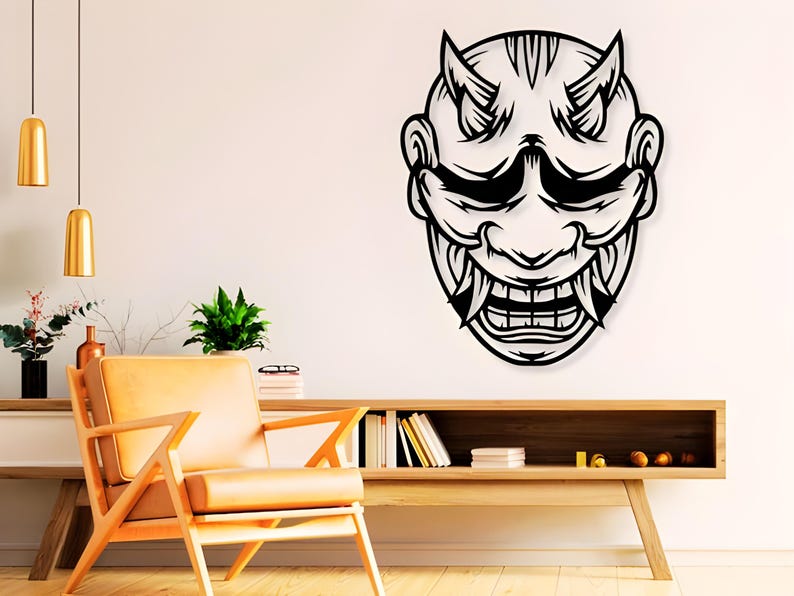 Hannya Mask SVG DXF PNG Vector Art Cut File for Cnc Plasma Laser Cricut ...