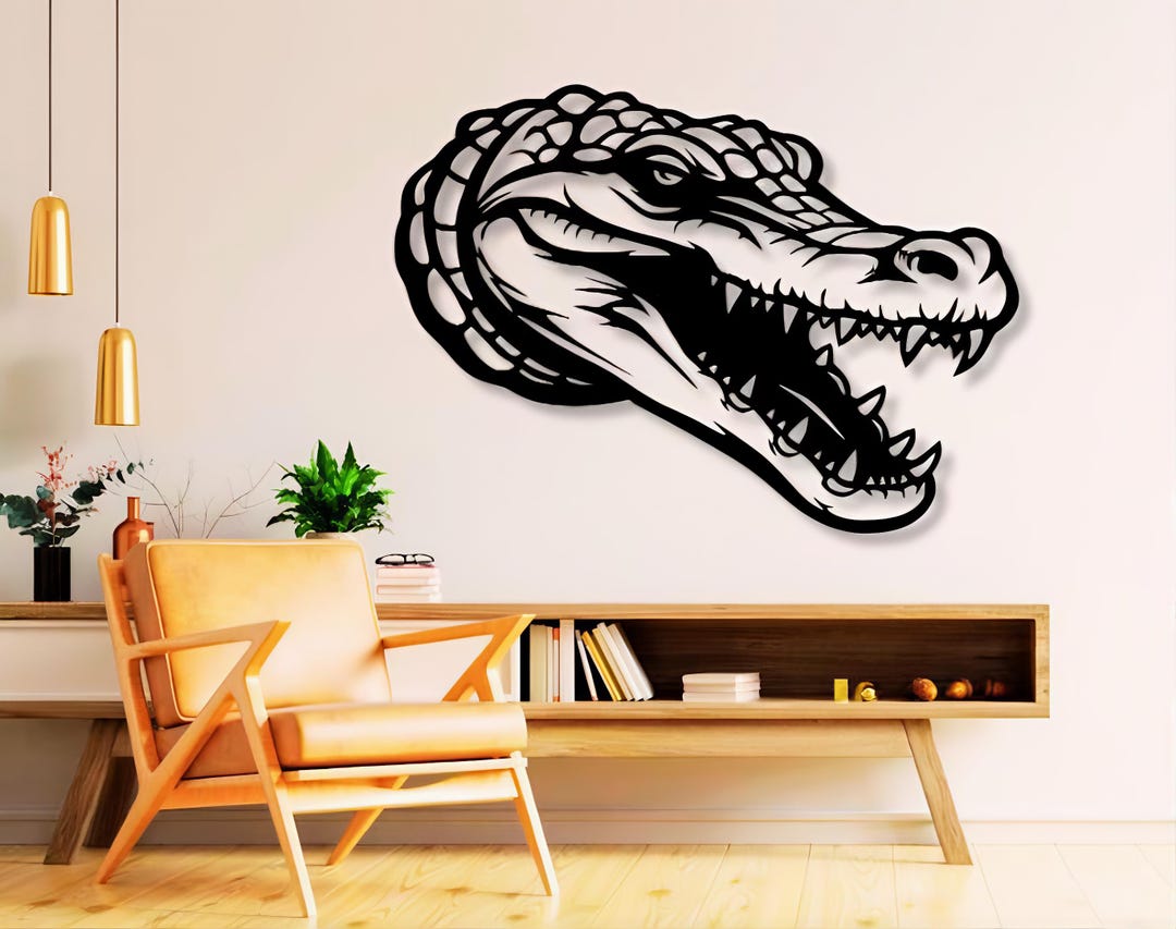 Crocodile Dxf Svg Png Files Alligator Svg Cut File Wall Art for Cnc ...