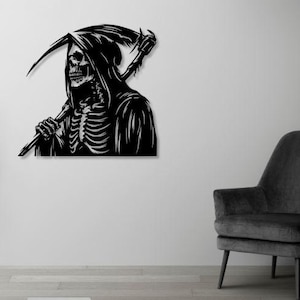 Grim Reaper Dxf Svg Png Files Skeleton Horror Wall Art Cut for Cnc ...
