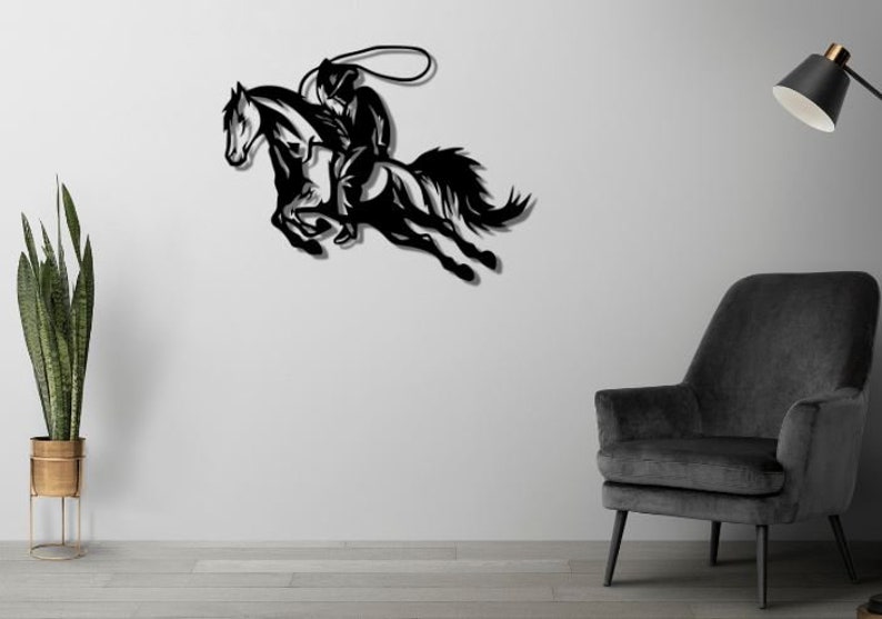 Cowboy Dxf Svg Png Files Rodeo Cowboy Horse - Etsy