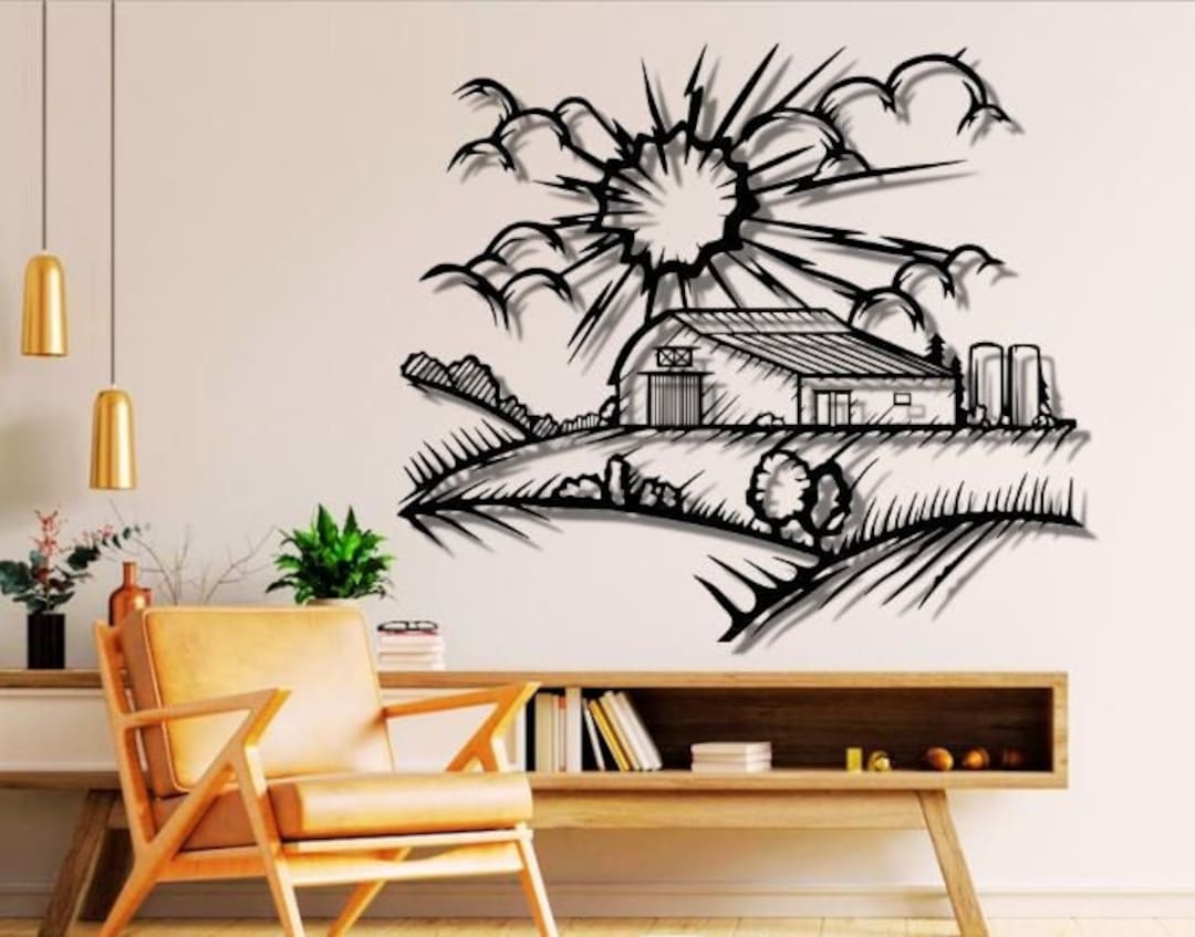 Farm Scene Dxf , Svg , Png , Files , Farm , Barn , Ruarl , Garden , Sky ...