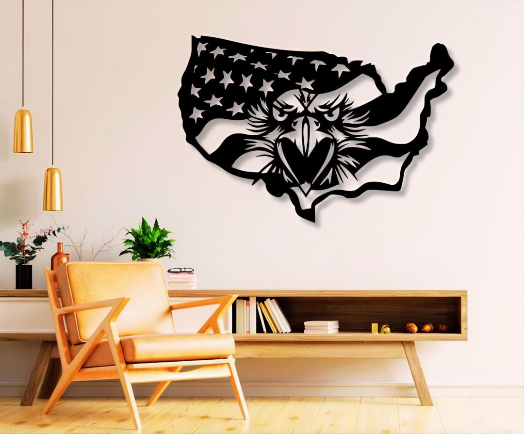 American Flag Dxf Svg Png Files USA Eagle Vector Wall Art Cut File for ...