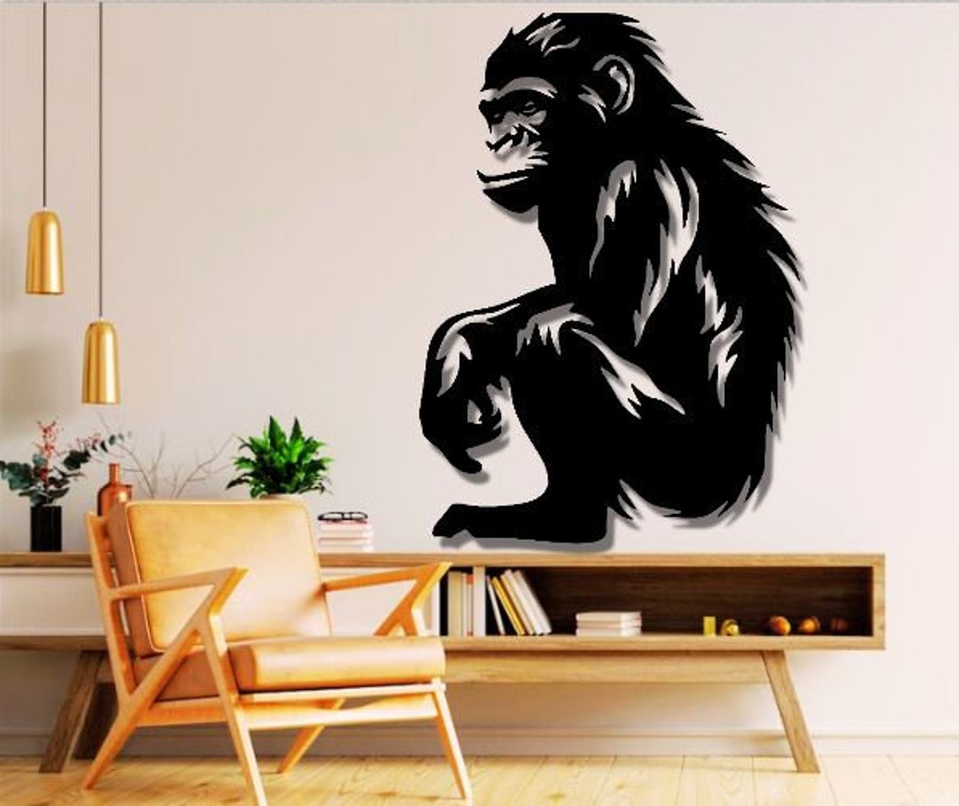 Monkey Dxf , Svg , Png , Files , Monkey , Sit , Animal , Wall , Art ...
