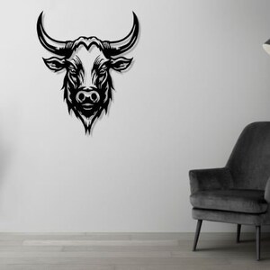 Bull Dxf Svg Png Files , Long , Horn , Bull , Vintage , Wall Art Cut ...