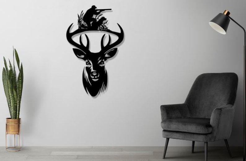 Deer Hunter Dxf Svg Pmg Files , Deer , Face , Head , Hunter , Riffle ...
