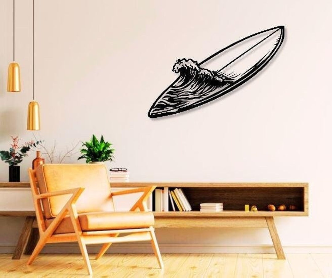 Surf Board Dxf Svg Png Files Surfing Wall Art Cut Vector for Cnc Plasma ...