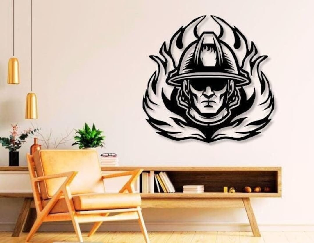 Firefighter Dxf Svg Png Files Fireman Wall Art Cut File Vector for Cnc ...