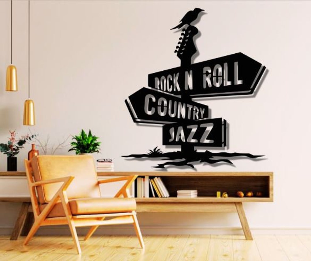 Rock Music Dxf Svg Png Files Rock and Roll Jazz Music Guitar Direction ...