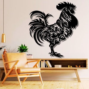 Rooster Dxf Svg Png Files Floral Rooster Flower Design Vectorel , Wall ...