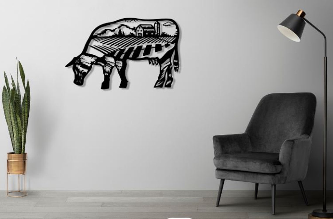 Farm Dxf Svg Png Files , Cow , Farmer , Barn , Scene , Wall Art , Cut ...