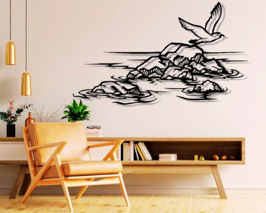 Rocky Dxf Svg Png Files , Cliff Sea Scene Dove Fly Stones Rocks Wall ...