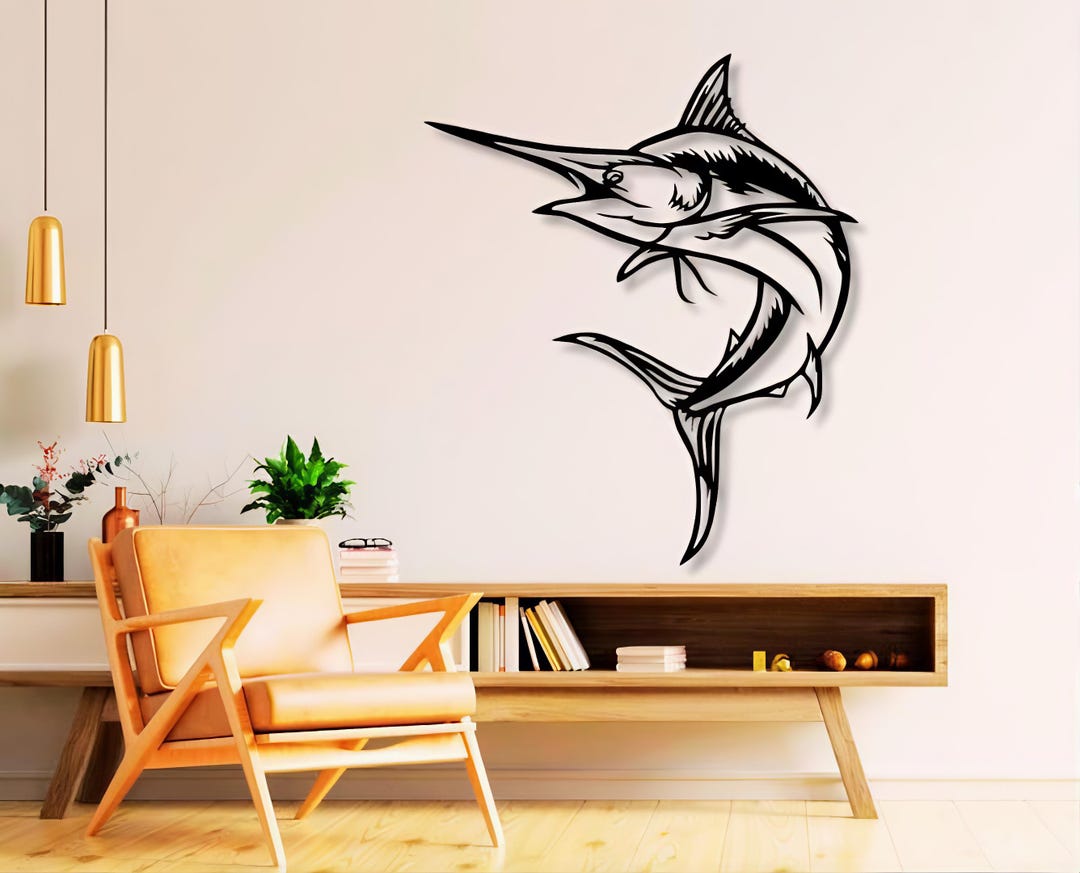 Swordfish Dxf Svg Png Files Fish Wall Art Dxf Cut File for Cnc Plasma ...