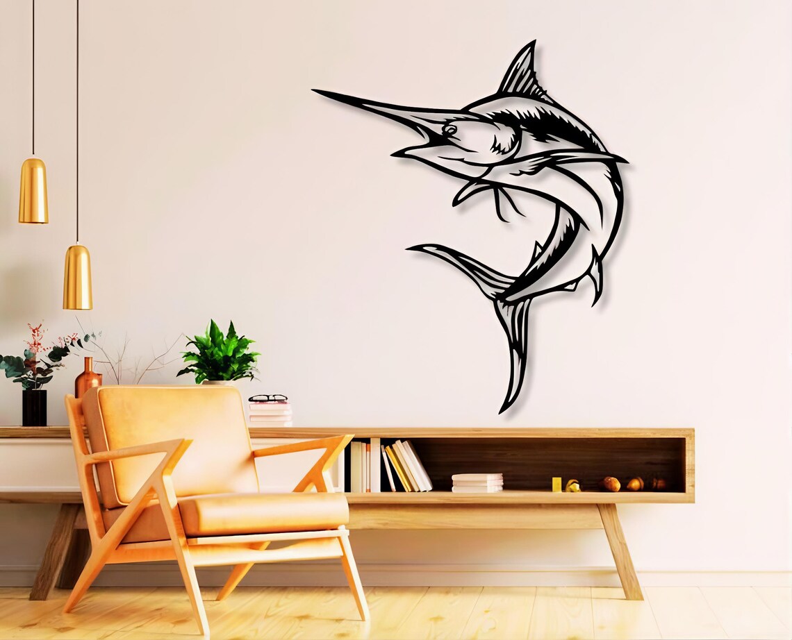 Swordfish Dxf Svg Png Files Fish Wall Art Dxf Cut File for Cnc Plasma ...