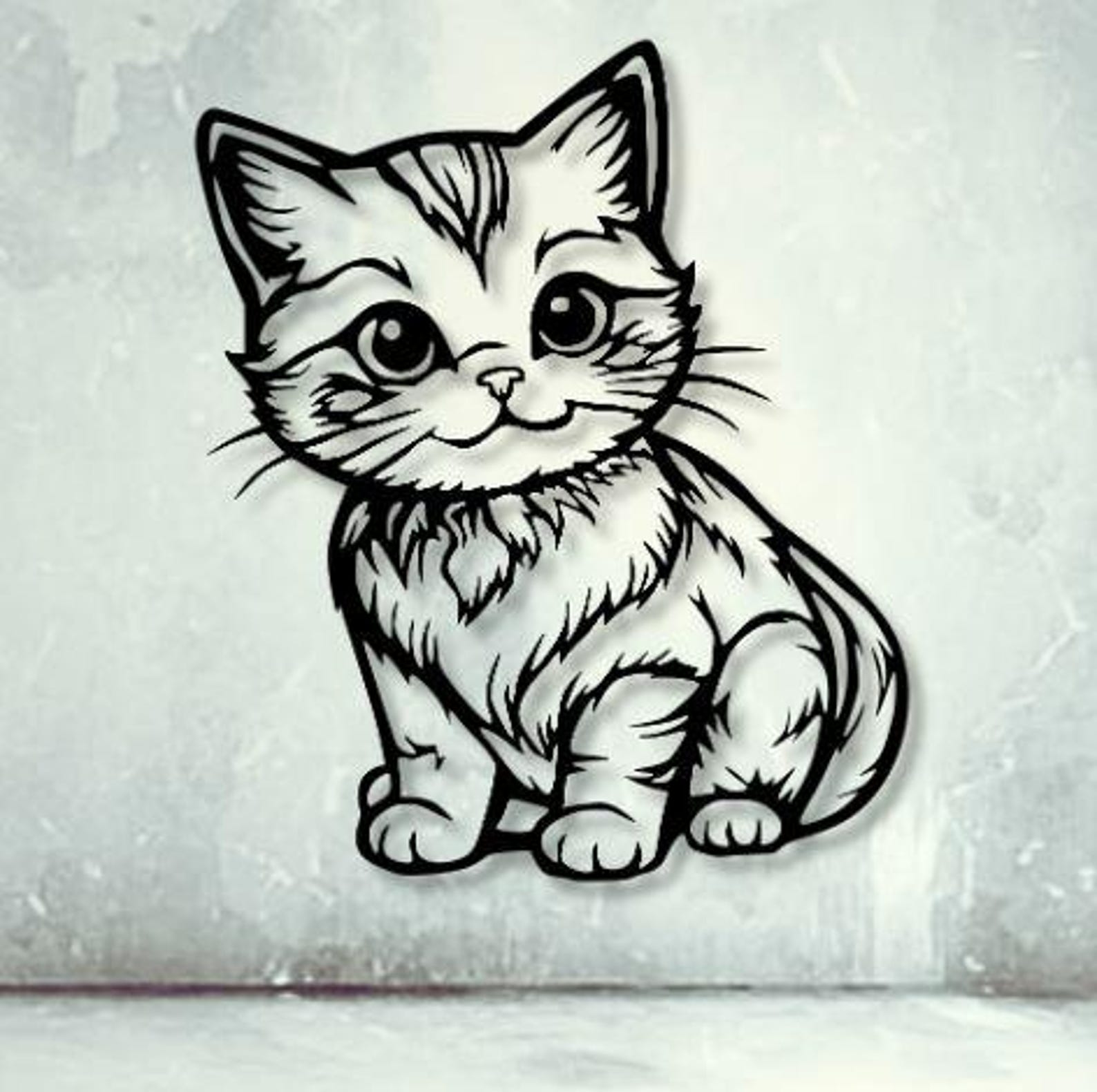 Sweety Kitten Dxf Svg Png Files Sweet Cat Wall Art Cut File for Cnc ...