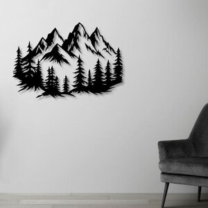 Mountain Dxf Svg Png Files Mountains Wall Art Vector Cut File for Cnc ...